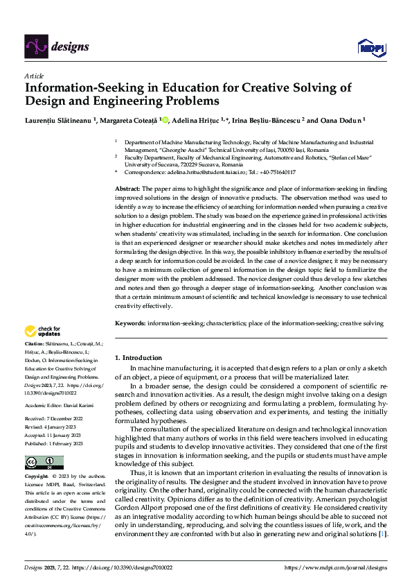(PDF) Information-Seeking in Education for Creative Solving of Design ...