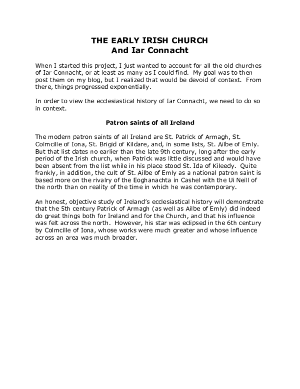 (PDF) The Early Irish Church and Iar Connacht