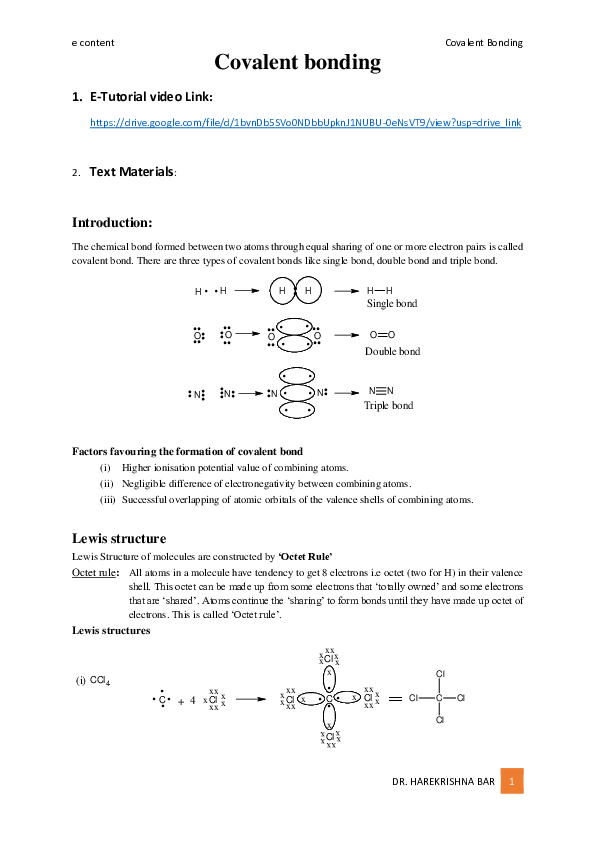 (PDF) Covalent Bonding