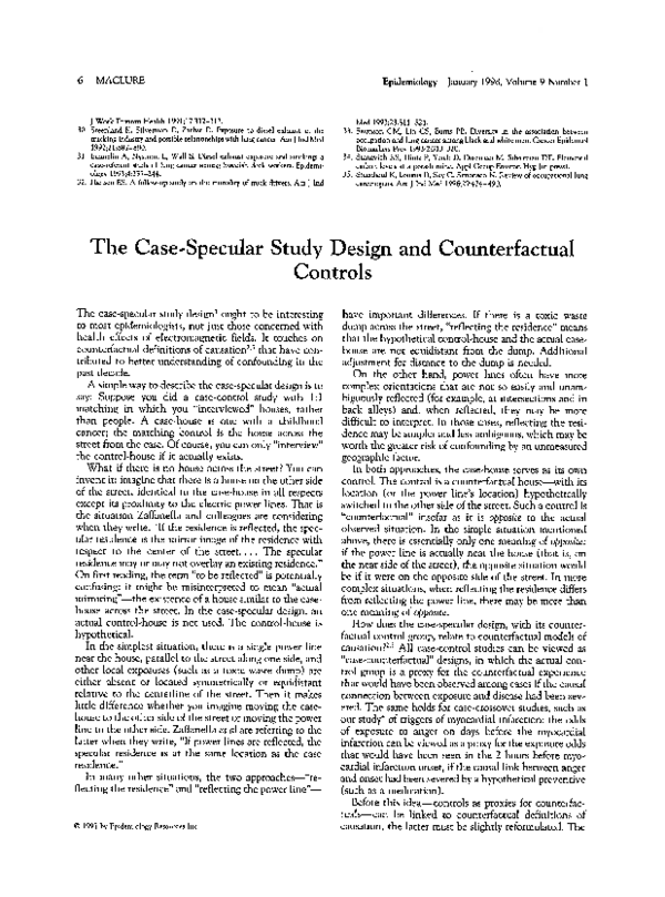 (PDF) The Case-Specular Study Design and Counterfactual Controls