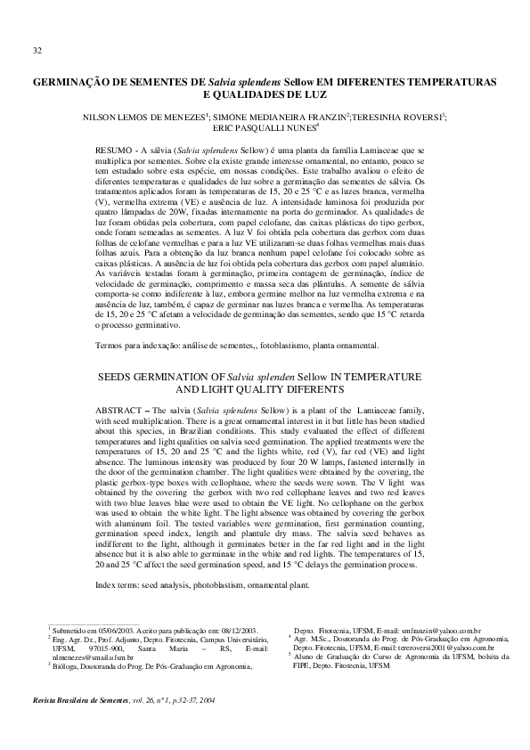 (PDF) Germinação de sementes de Salvia splendens Sellow em diferentes ...