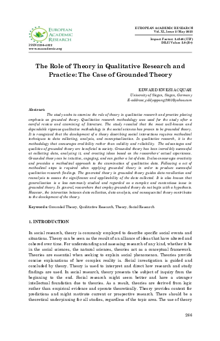 (PDF) The Role of Theory in Qualitative Research and Practice: The Case ...