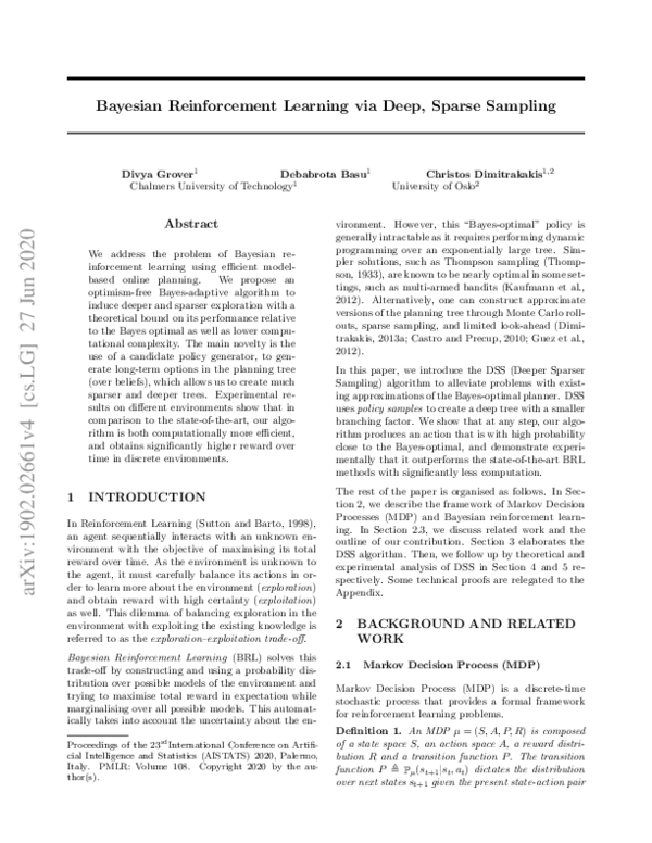 (PDF) Bayesian Reinforcement Learning via Deep, Sparse Sampling