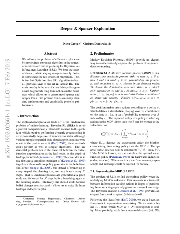 (PDF) Deeper & Sparser Exploration