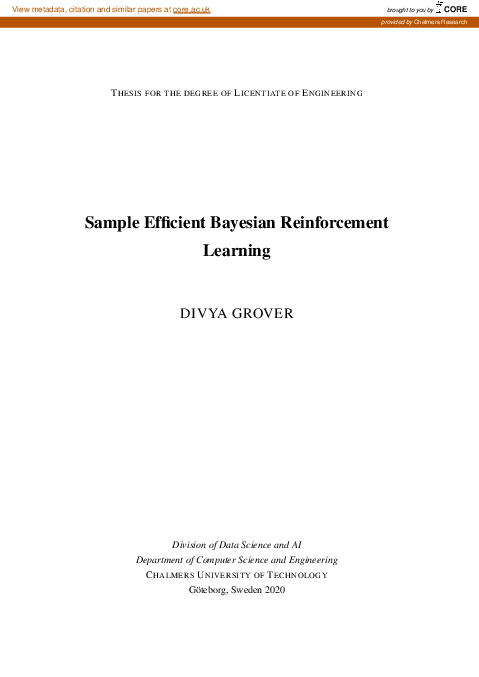 (PDF) Sample Efficient Bayesian Reinforcement Learning