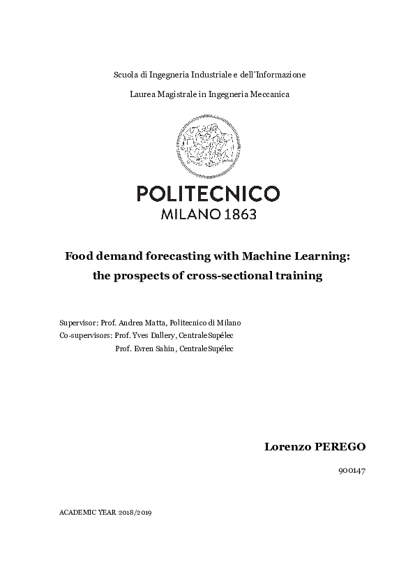 (PDF) Food demand forecasting with machine learning : the prospects of ...