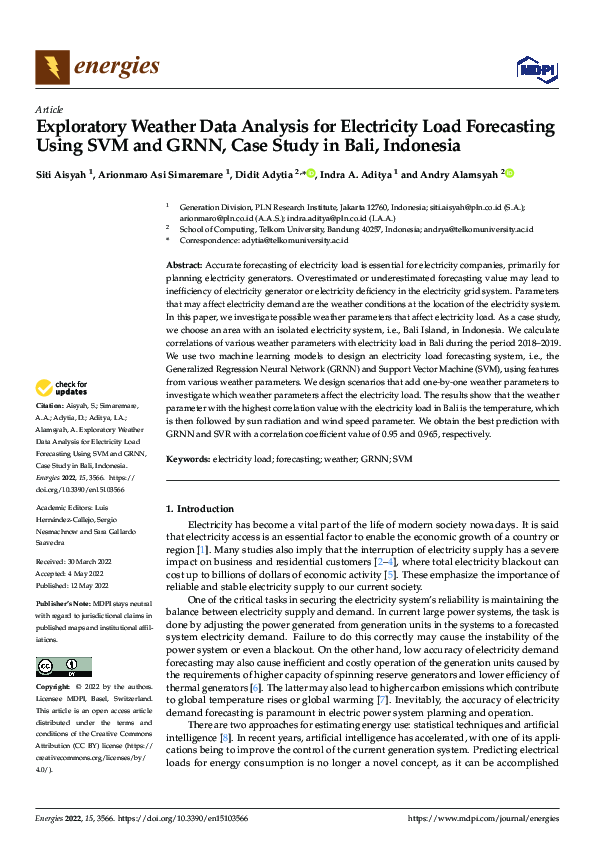 (PDF) Exploratory Weather Data Analysis for Electricity Load Forecasting Using SVM and GRNN ...