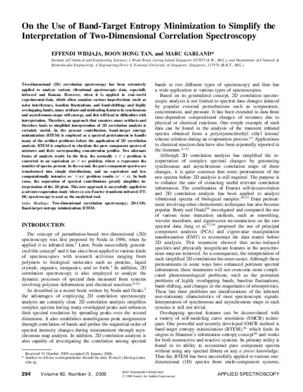 (PDF) On the Use of Band-Target Entropy Minimization to Simplify the Interpretation of Two ...