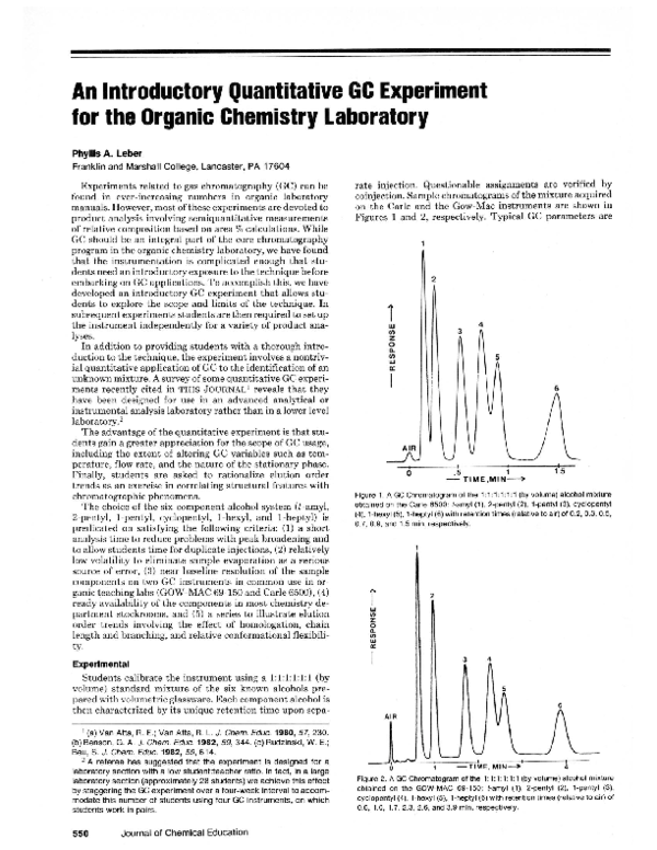 (PDF) An introductory quantitative GC experiment for the organic ...