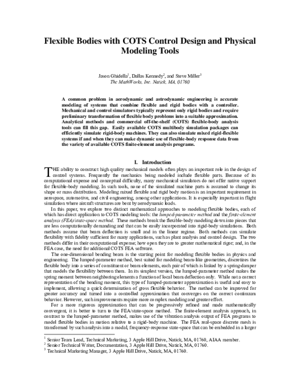 (PDF) Flexible Bodies with COTS Control Design and Physical Modeling Tools