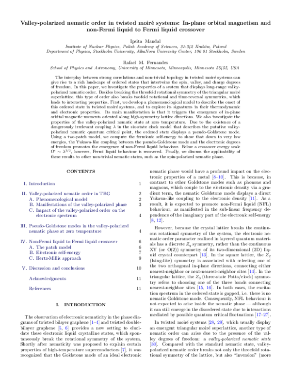 (PDF) Valley-polarized nematic order in twisted moiré systems: In-plane ...