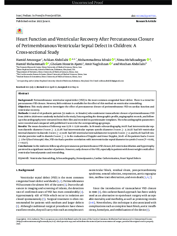 (PDF) Heart Function and Ventricular Recovery After Percutaneous ...