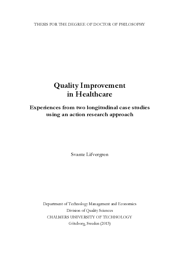 (PDF) Quality Improvement in Healthcare | Svante Lifvergren - Academia.edu