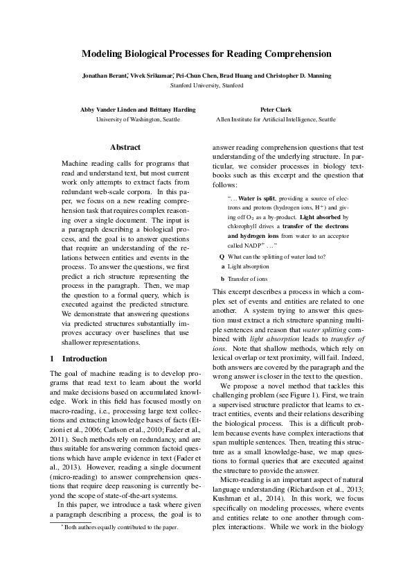 (PDF) Modeling Biological Processes for Reading Comprehension