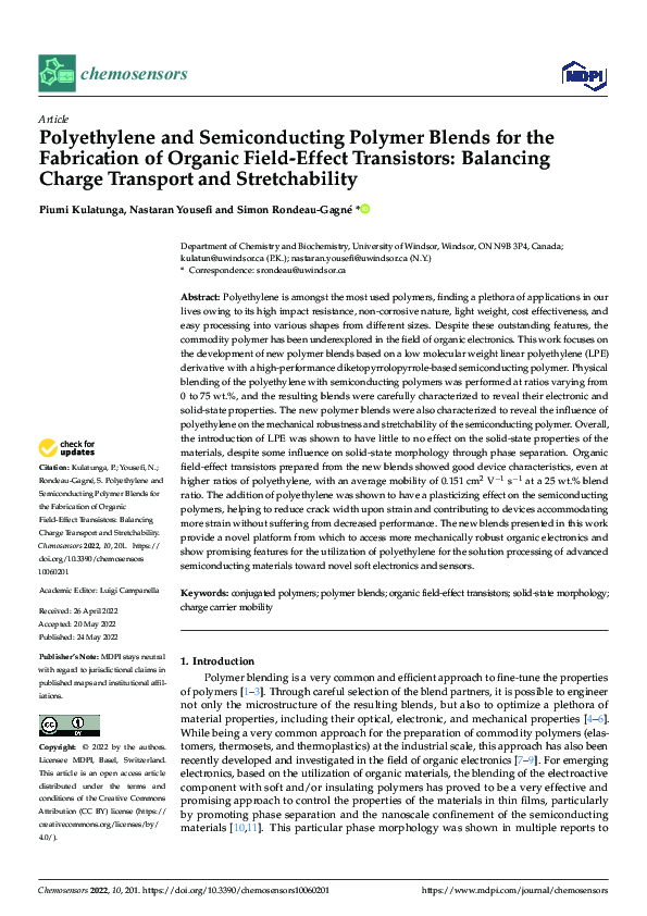(PDF) Polyethylene and Semiconducting Polymer Blends for the ...