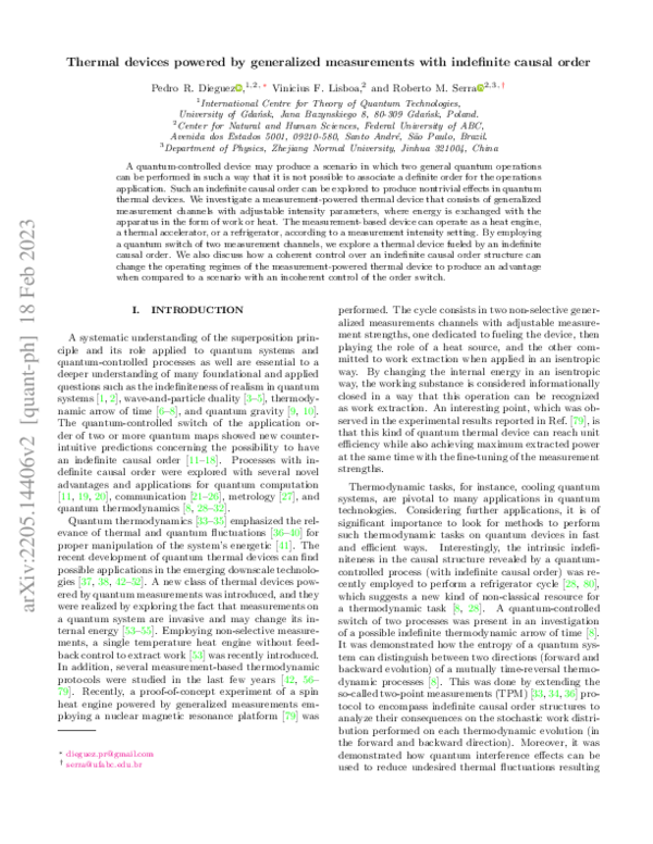 (PDF) Thermal devices powered by generalized measurements with indefinite causal order | Roberto ...