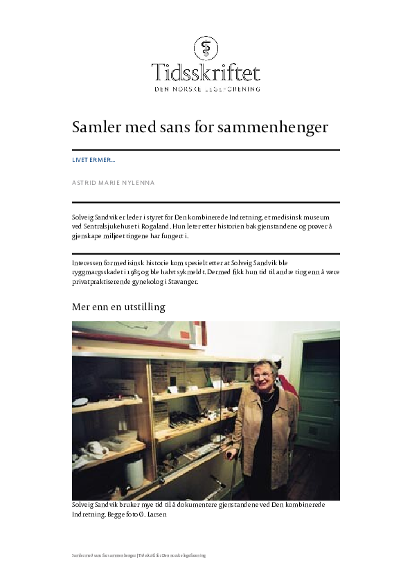 (PDF) Samler med sans for sammenhenger