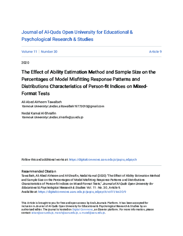 (PDF) The Effect of Ability Estimation Method and Sample Size on the ...