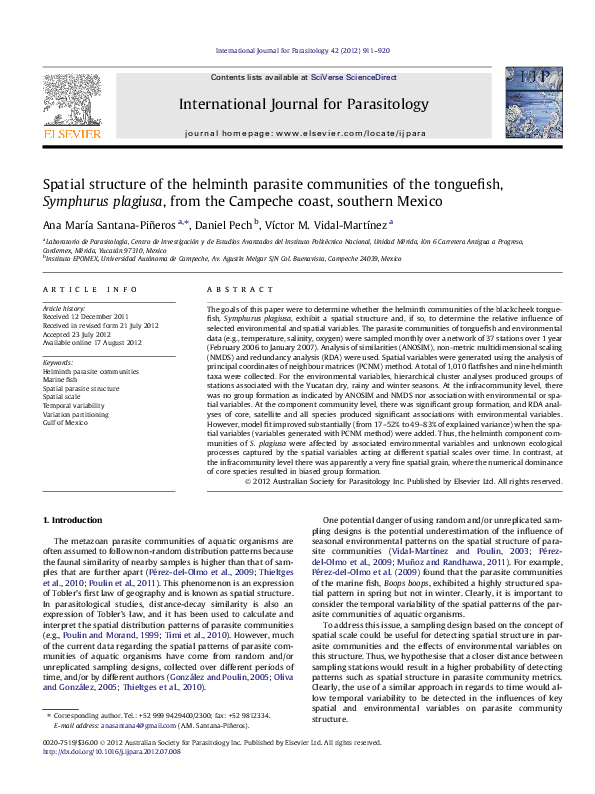 (PDF) Spatial structure of the helminth parasite communities of the ...