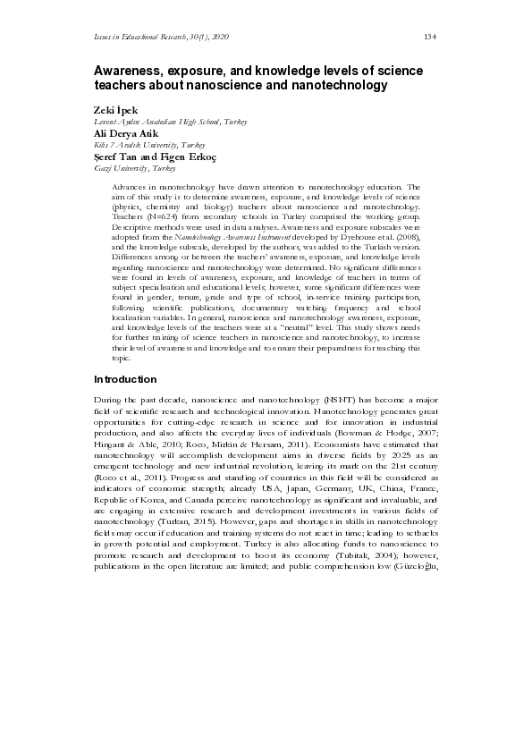 (PDF) Awareness, exposure, and knowledge levels of science teachers ...