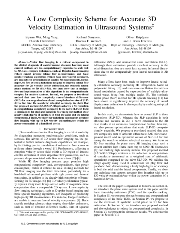 Pdf A Low Complexity Scheme For Accurate 3d Velocity Estimation In
