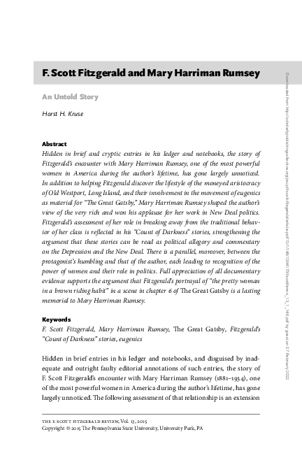 (PDF) F. Scott Fitzgerald and Mary Harriman Rumsey: An Untold Story ...