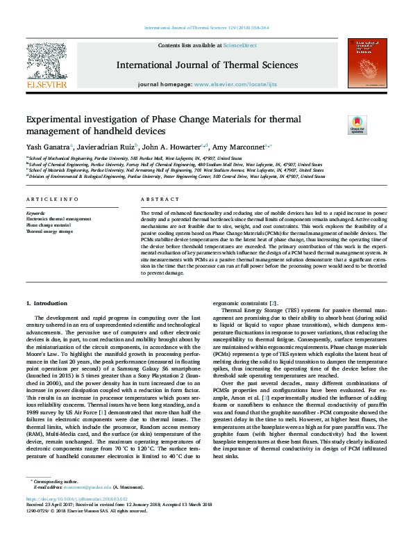 (PDF) Experimental investigation of phase change materials for ...