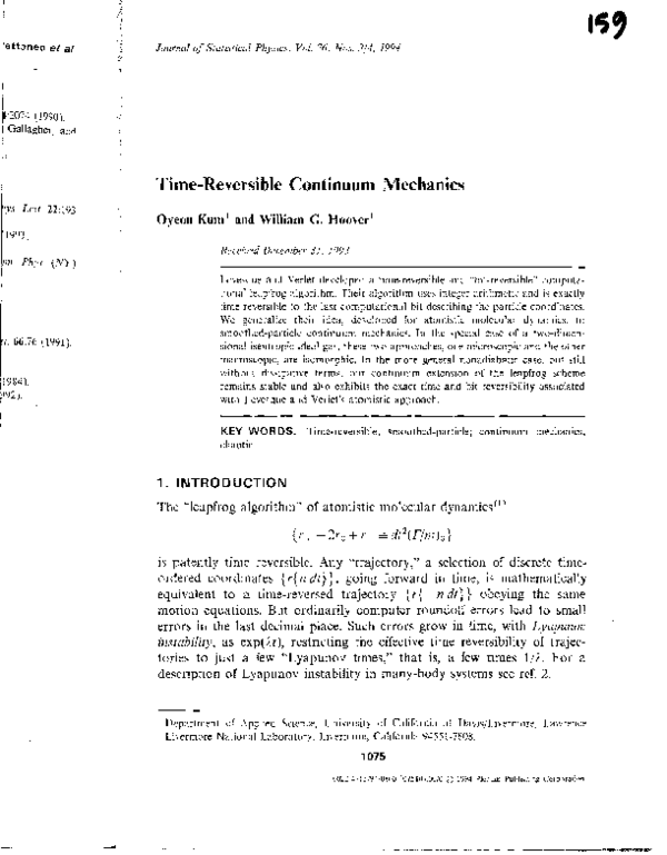 (PDF) Time-reversible continuum mechanics