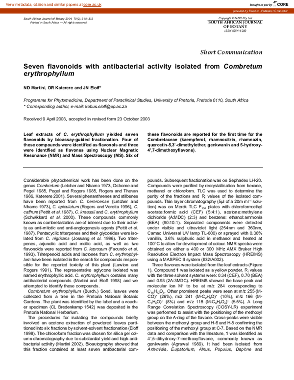 (PDF) Seven flavonoids with antibacterial activity isolated from ...