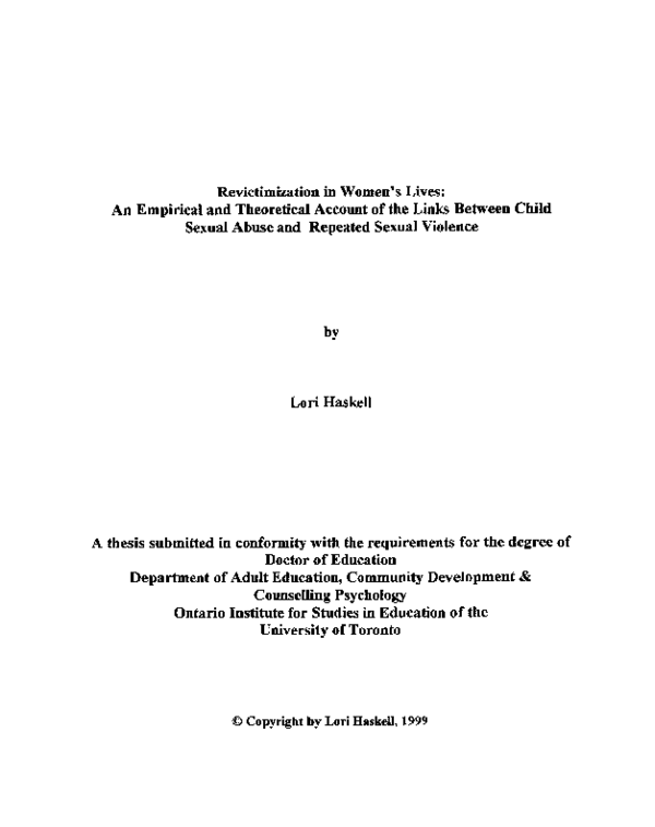 (PDF) Revictimization in women's lives, an empirical and theoretical ...