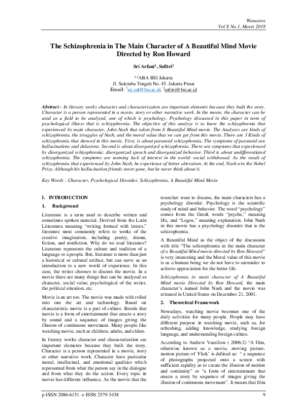 (PDF) The Schizophrenia in The Main Character of A Beautiful Mind movie ...