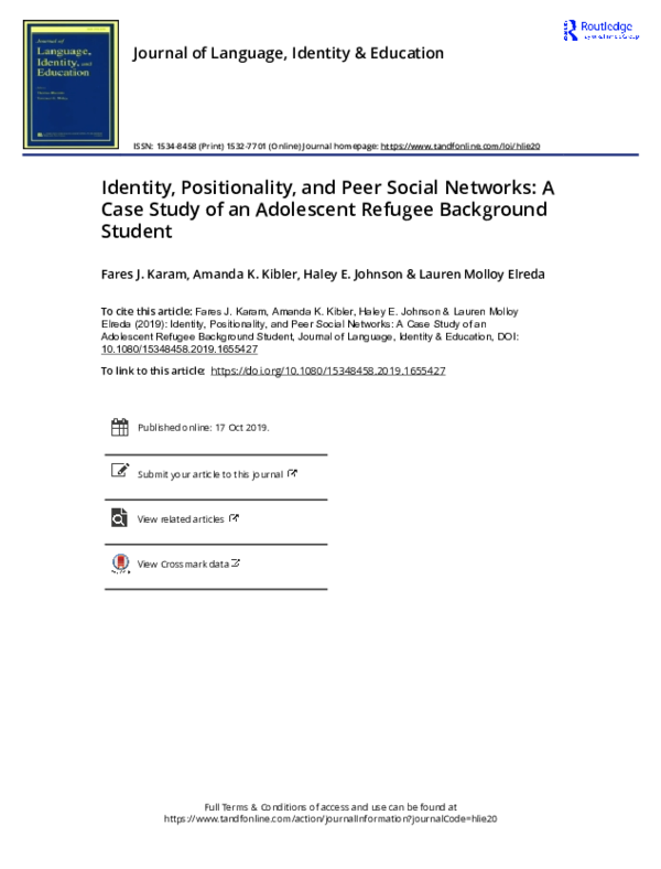 (PDF) Identity, Positionality, and Peer Social Networks: A Case Study ...