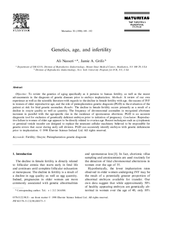 (PDF) Genetics, age, and infertility