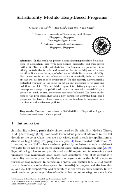 (PDF) Satisfiability Modulo Heap-Based Programs
