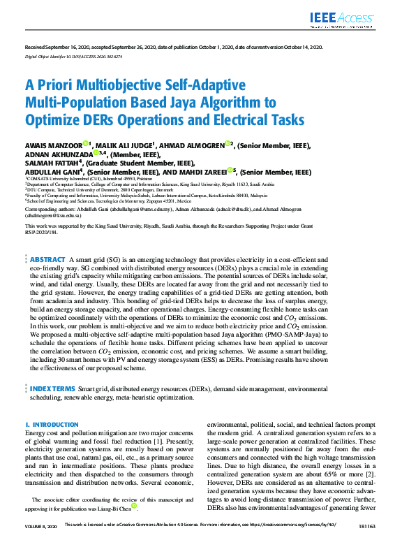 Pdf A Priori Multiobjective Self Adaptive Multi Population Based Jaya Algorithm To Optimize