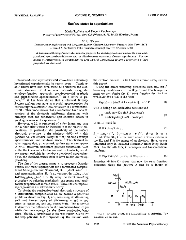 (PDF) Surface states in superlattices