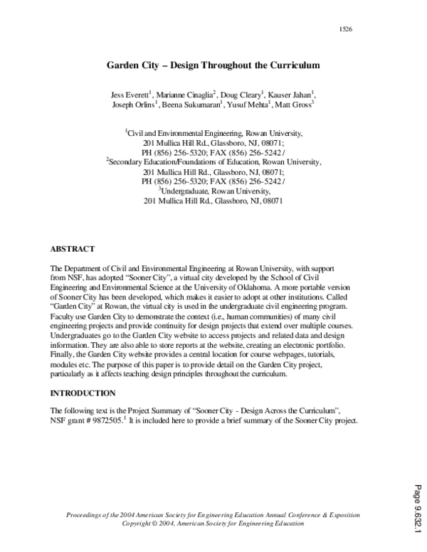(PDF) Garden City– Design Throughout The Curriculum