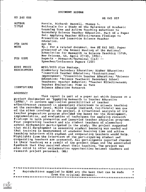 (PDF) Rationale for a Study of the Relevance of Academic Learning Time ...