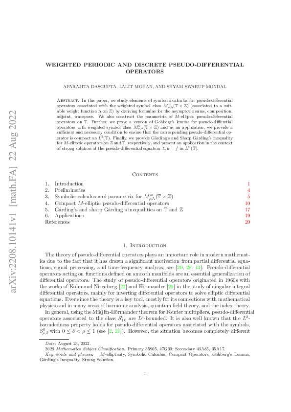 (PDF) Weighted periodic and discrete Pseudo-Differential Operators