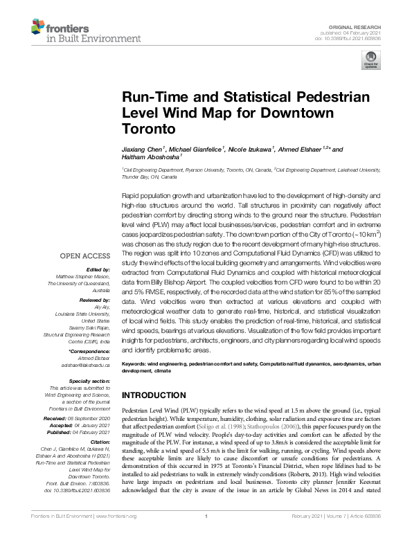 (PDF) Run-Time and Statistical Pedestrian Level Wind Map for Downtown ...