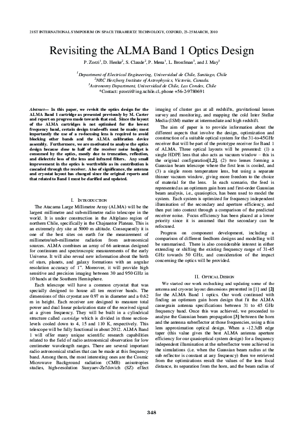 (PDF) Revisiting the ALMA Band 1 optics design