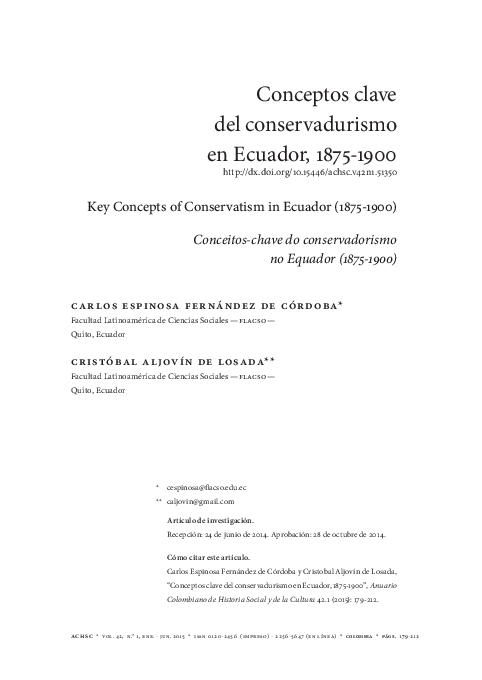 (PDF) Conceptos clave del conservadurismo en Ecuador, 1875-1900