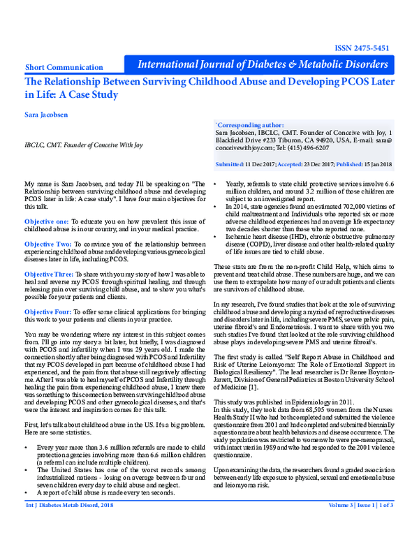 (PDF) The Relationship Between Surviving Childhood Abuse and Developing ...
