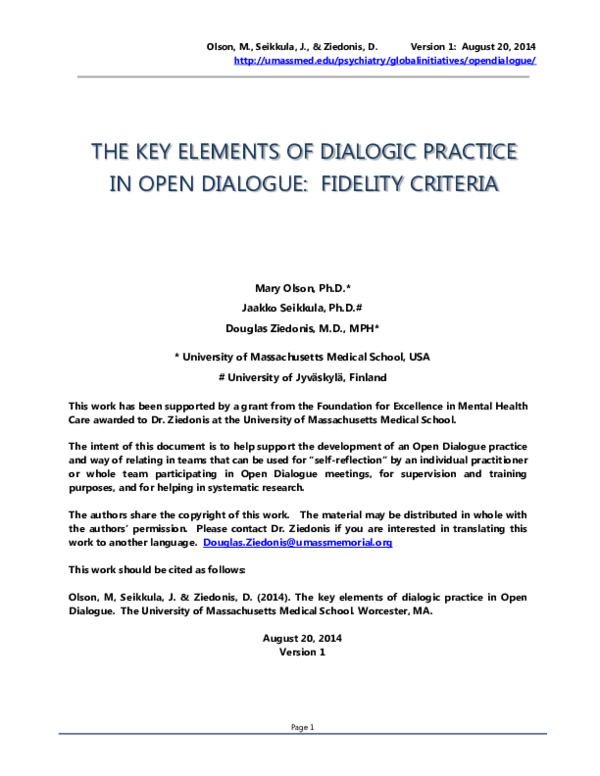 (PDF) The Key Elements of Dialogic Practice