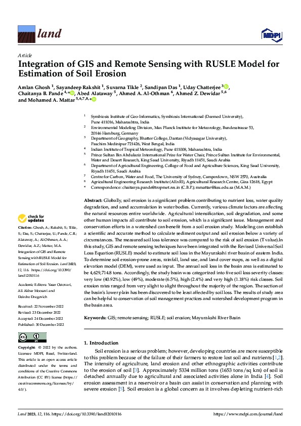 (PDF) Integration of GIS and Remote Sensing with RUSLE Model for Estimation of Soil Erosion