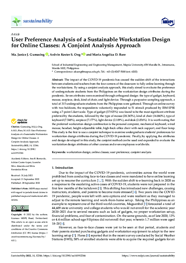 (PDF) User Preference Analysis of a Sustainable Workstation Design for Online Classes: A ...