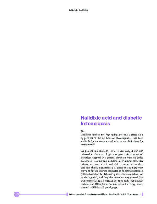 (PDF) Nalidixic acid and diabetic ketoacidosis