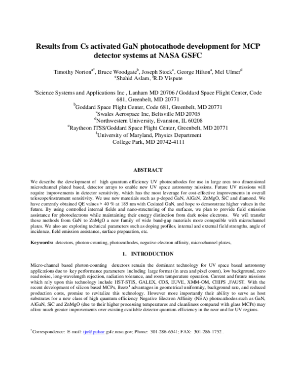(PDF) Results from Cs activated GaN photocathode development for MCP ...