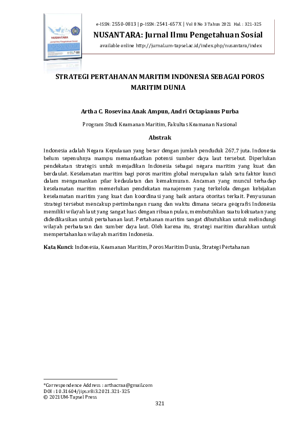 (PDF) Strategi Pertahanan Maritim Indonesia Sebagai Poros Maritim Dunia