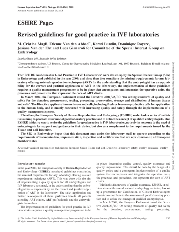 (PDF) Revised guidelines for good practice in IVF laboratories